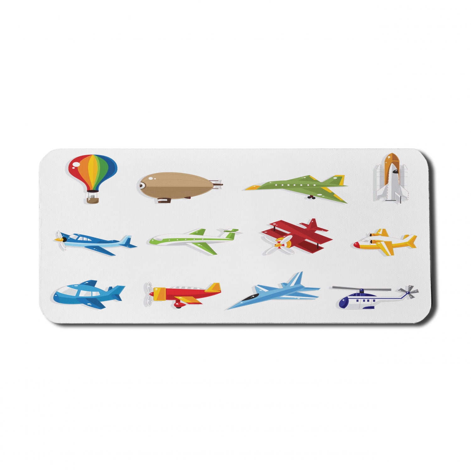Cartoon Computer Mouse Pad, Aircrafts with Style Airliner Zeppelin ...