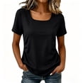 ClodeEU Women's Square Neck Short Sleeve Cinched Waist T-Shirt, Casual ...