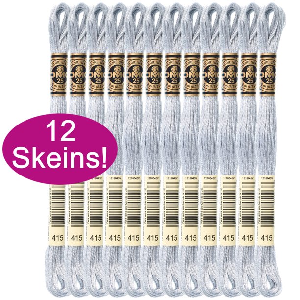 DMC Embroidery Floss Pearl Gray 117-415, 6 Strand Cotton Thread 8.7 Yds (12 Pack) - Walmart.com ...