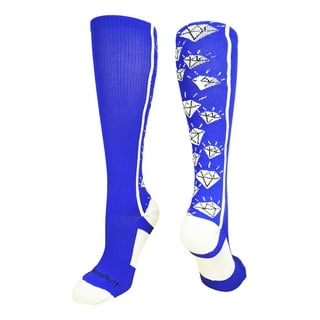 Crazy Soccer Socks with Soccer Balls over the calf (Royal/White, Large ...