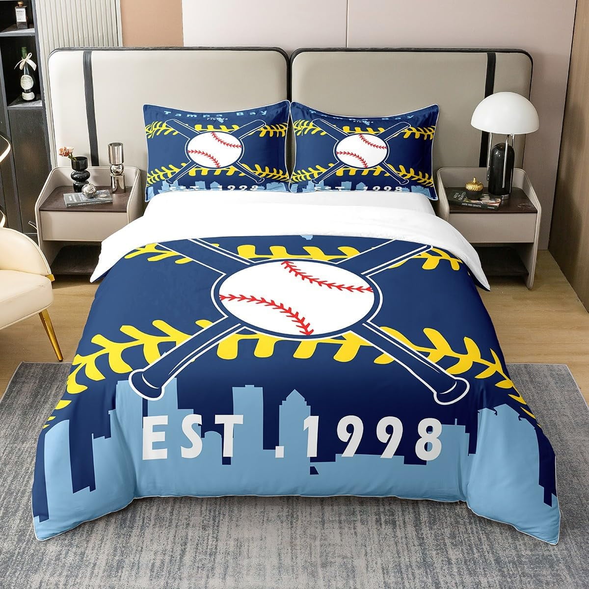 100% Algodón Orgánico Funda Nórdica King para Hombres,Juego de Cama para Niños Béisbol | Bodega ...