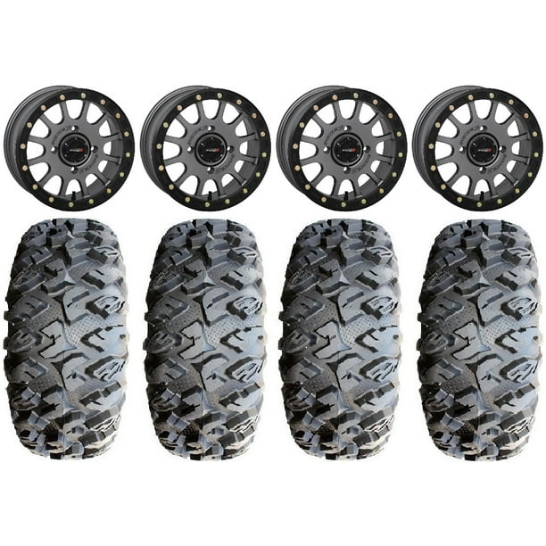 System 3 SB-5 Grey 14" Wheels 30" MotoClaw Tires Can-Am Maverick X3 ...