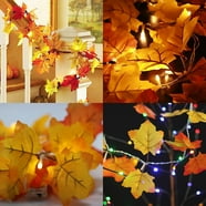 Fall Decor Maple Leaves Garland Light, Thanksgiving Christmas Decor ...