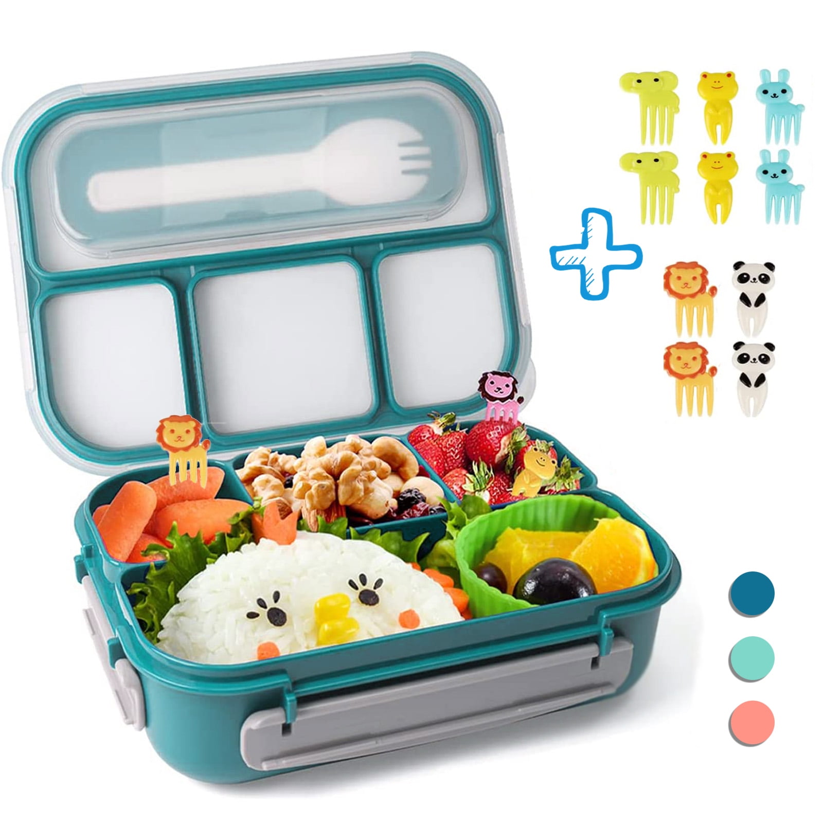 BPA-Free Bento Box, Leak-Proof Lunch Container, 1.3L 4-Compartment with ...