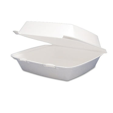 Dart Foam Hinged Lid Containers, 3-Compartment, 9.25 x 9.5 x 3, White, 200/Carton -DCC95HT3R ...