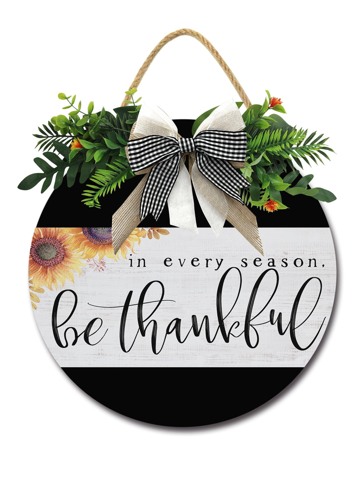 In Every Season Be Thankful Sign Front for Door Decoration, 11 in Round ...
