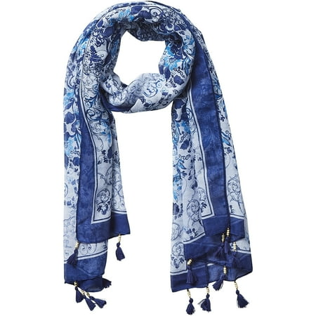 Design Imports Tickled Pink Jacobean Scarf, Indigo | Walmart Canada