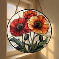 Birth Flower Glass Suncatcher for Window Hanging, Elegant Floral Decor ...