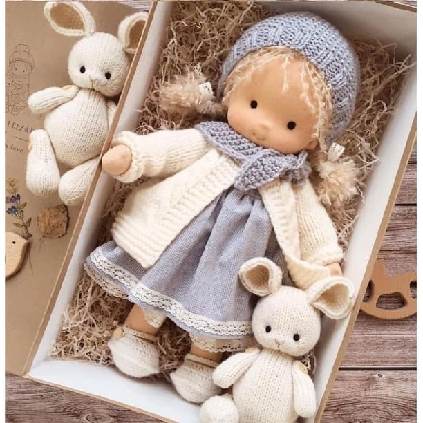 Handmade Waldorf Doll, Cute 12 inch Handmade Knitted Doll Handmade ...