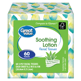 Great Value Soothing Lotion Facial Tissues, 1 Cube, 60 Tissues per Cube ...