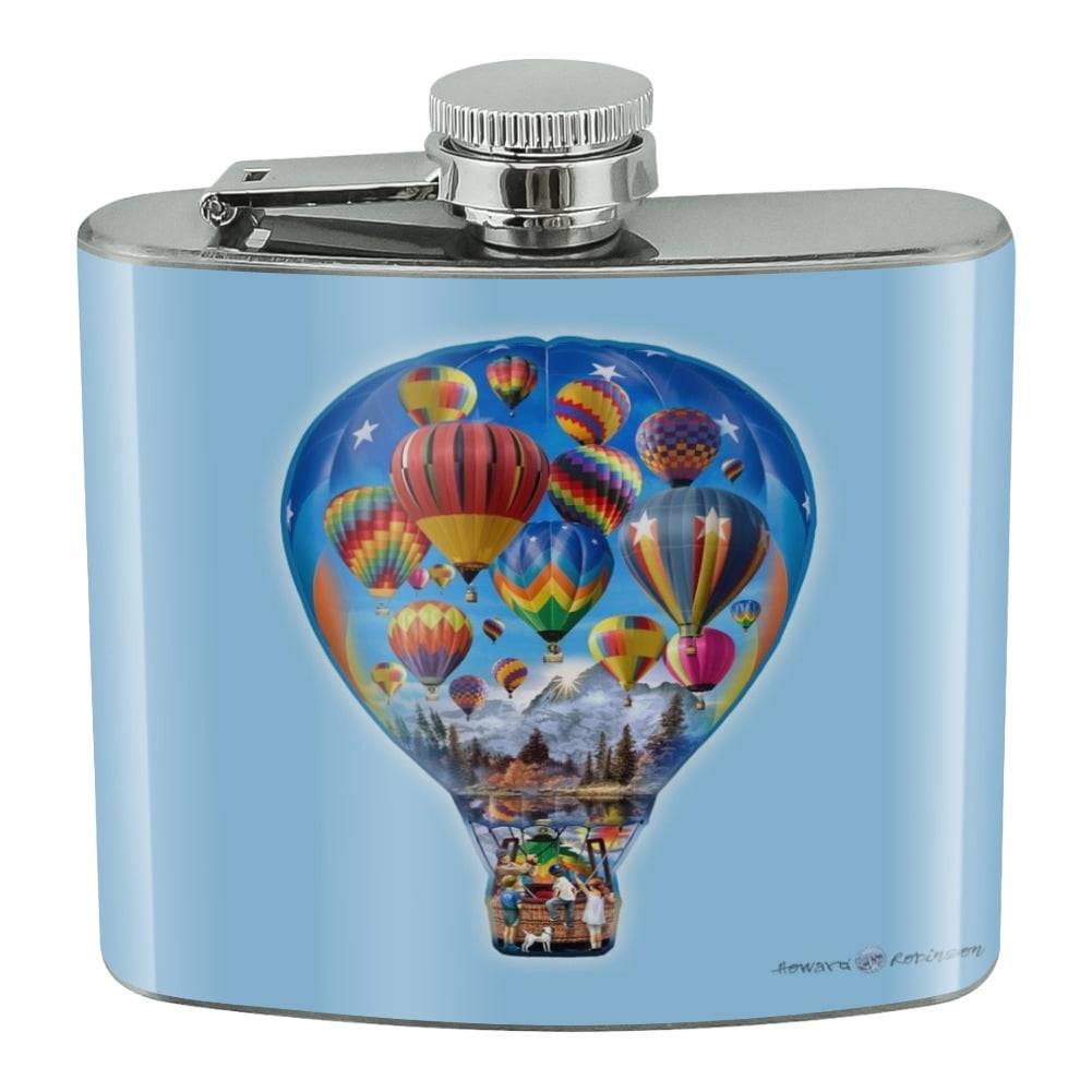 Hot Air Balloons in Balloon Stainless Steel 5oz Hip Drink Kidney Flask ...