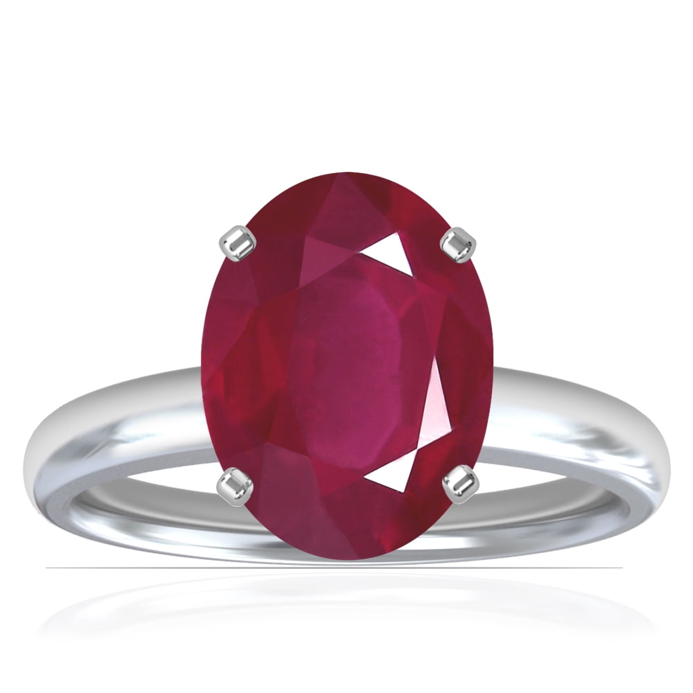 GemsNY July Birthstone - Traditional Oval Ruby Solitaire Ring (Grade ...