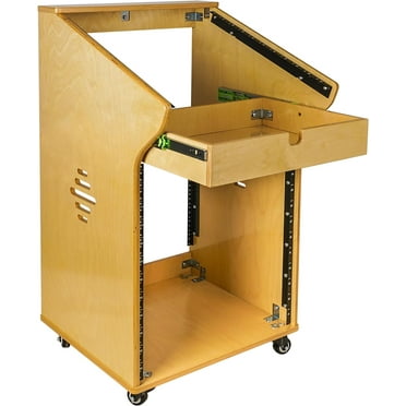 Sound Town DIY Solid Carbonized Bamboo Studio Rack with 11U Slant Mixer ...