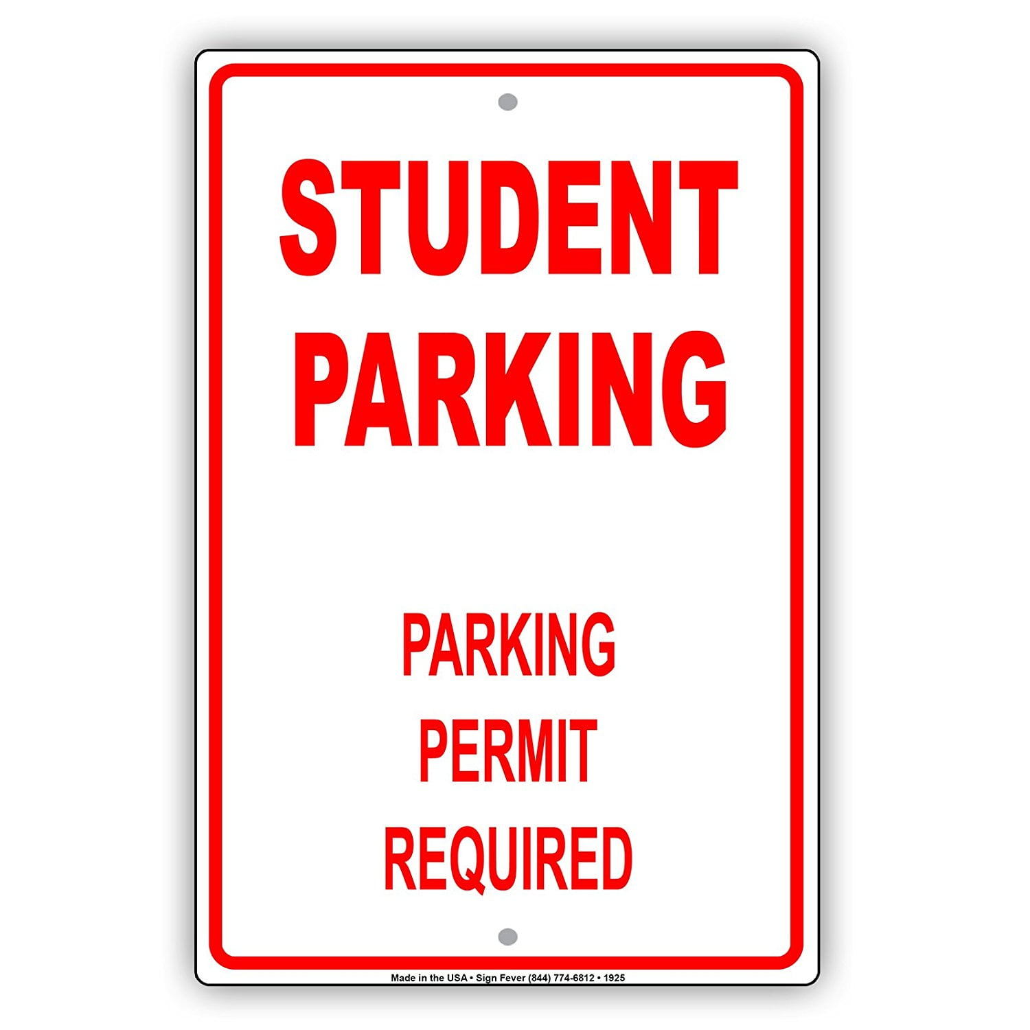 Student Parking Permit Required Restriction Alert Caution Warning ...