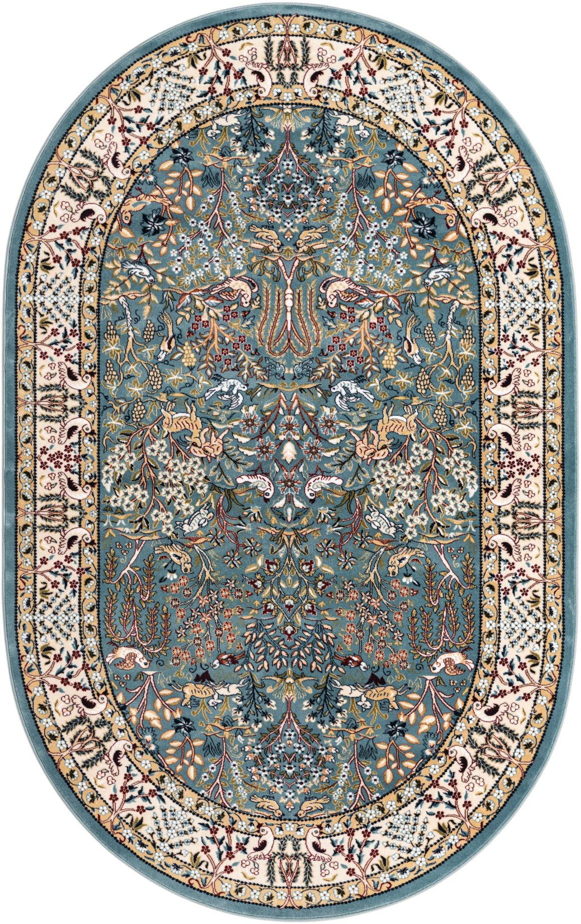 Rugs.com Rabia Collection Rug – 5' 3 x 8' Oval Blue Low Rug Perfect For ...