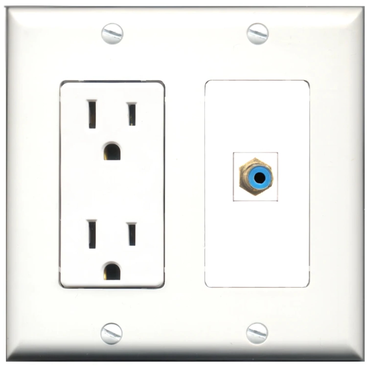 Ultra Spec Cables 15 Amp Power Outlet 1 Port RCA Blue Wall Plate ...