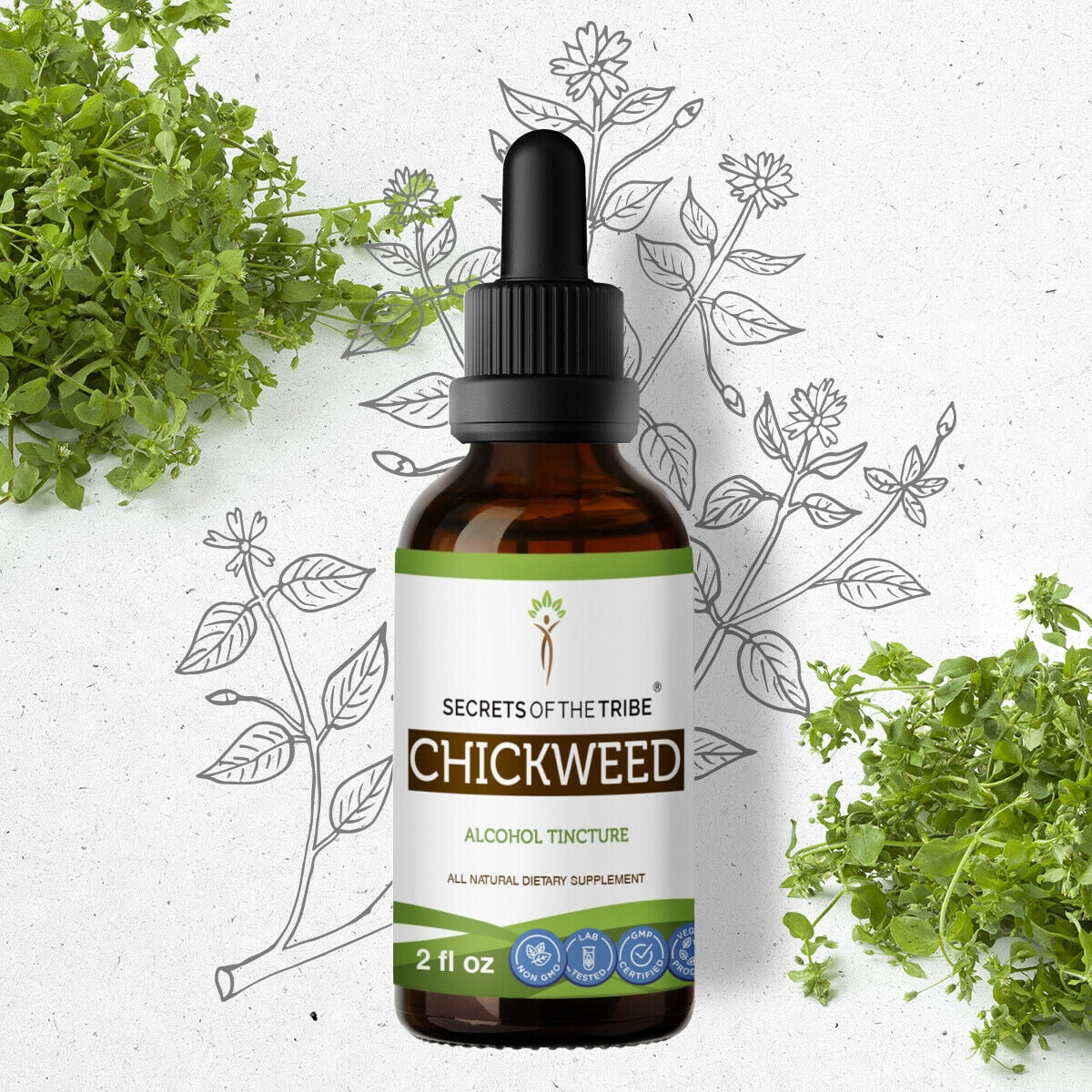 Chickweed Tincture Alcohol Extract, Organic Chickweed (Stellaria Media ...