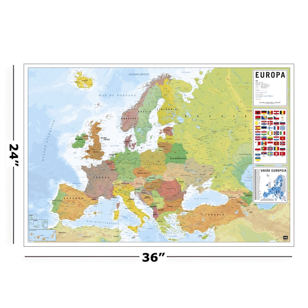 Buy Political Map Of Europe (Europa) - Poster (Portuguese Language Map ...
