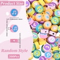 300Pcs Handmade Polymer Clay Beads Flat Round with Musical Note Pattern ...