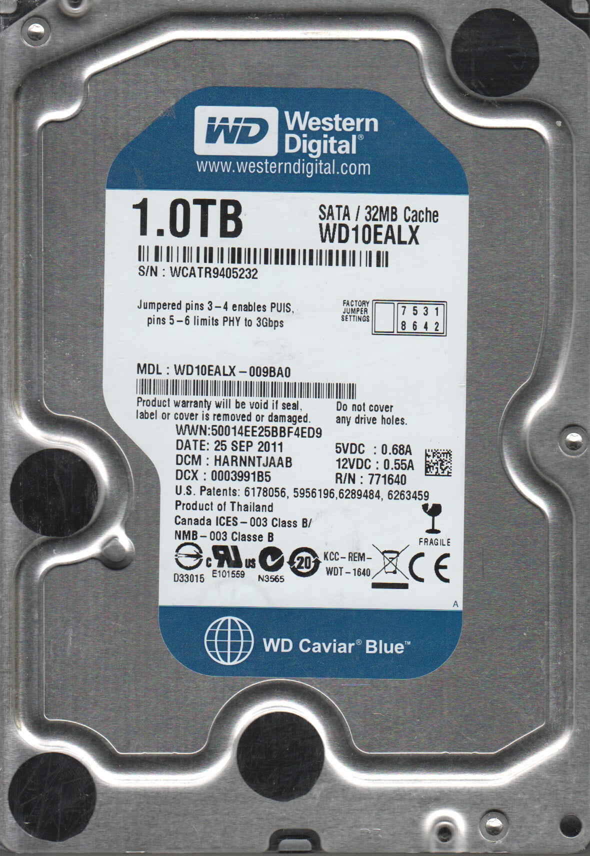WD10EALX-009BA0, DCM HARNNTJAAB, Western Digital 1TB SATA 3.5 Hard ...