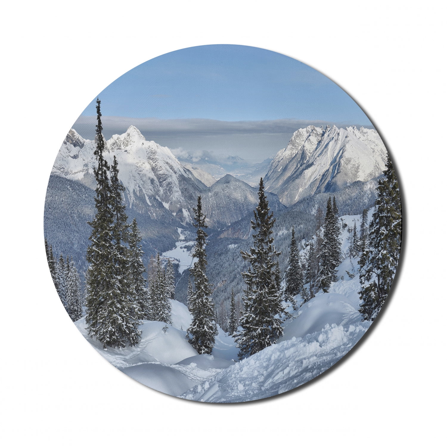 Winter Mouse Pad for Computers, Epic Cold Landscape Snowy Pine Trees in ...