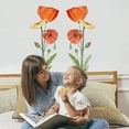Poppy Flower Wall Stickers Red Floral Vinyl Decal Bedroom Headboard ...