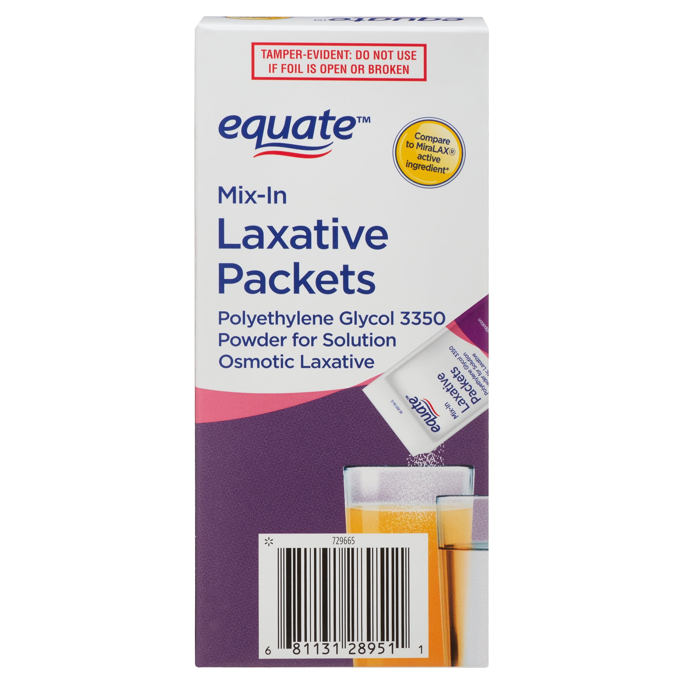 Equate Polyethylene Glycol 3350 Mix-In Laxative Packets, 10 Count ...