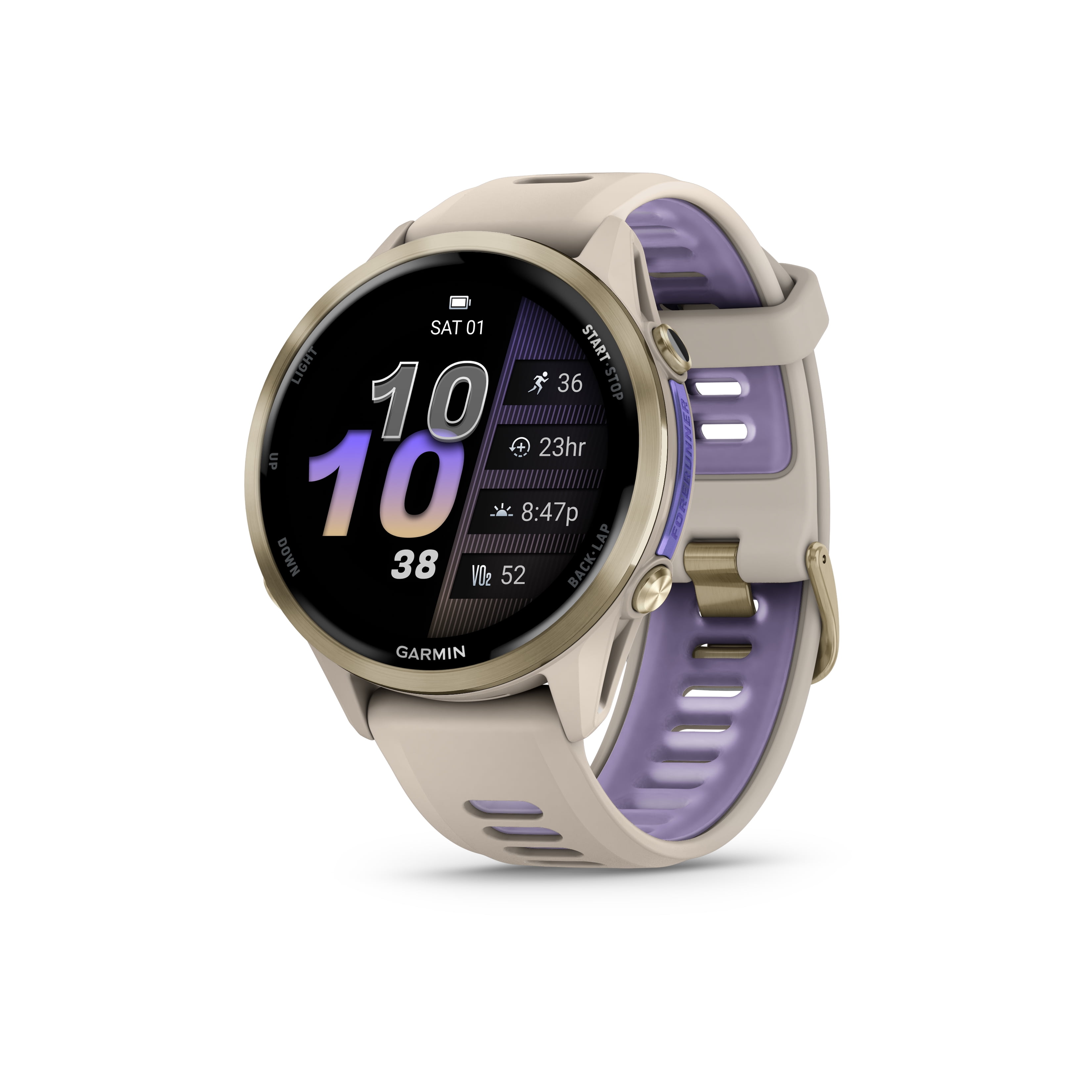 Garmin Forerunner® 970 GPS Smartwatch - Soft Gold Titanium with French ...