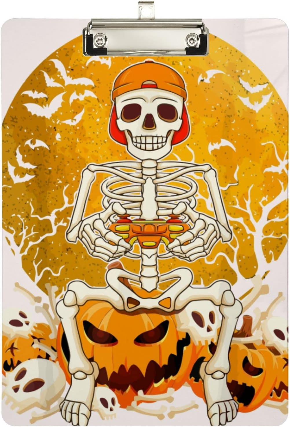 FMSHPON Halloween Funny Skeleton Full Moon Jack o Lantern Clipboard ...