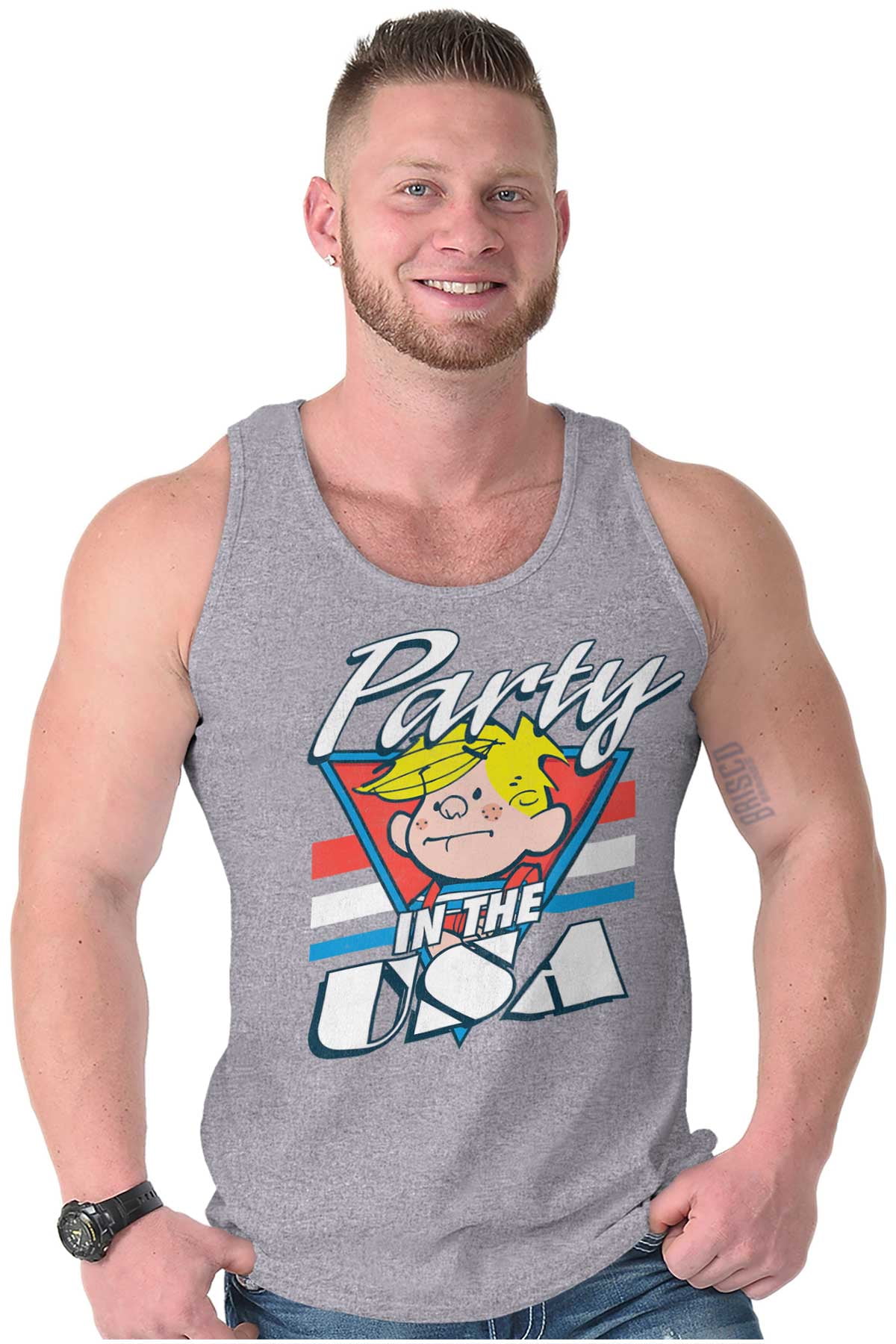Dennis The Menace Party in the USA Tank Top T Shirts Men Women Brisco ...