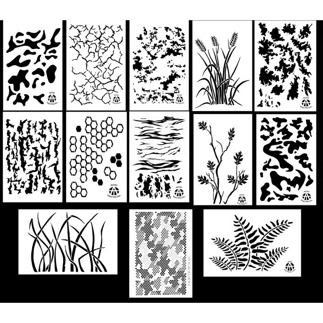 Spray Airbrush Paint Camouflage Stencils 10 Mil Camo Duracoat 9x14" (13 ...