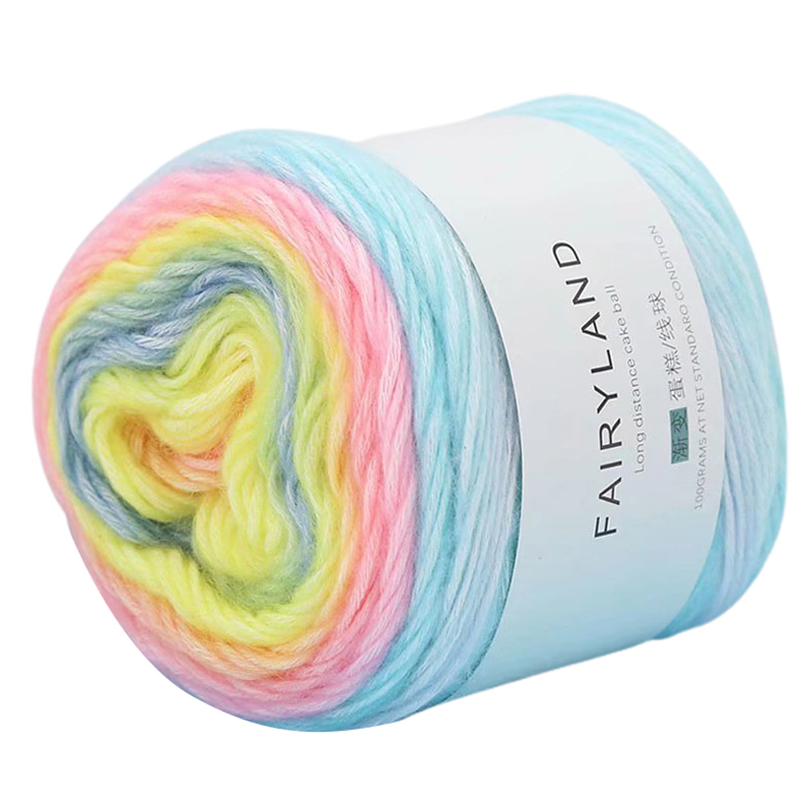 1 Roll Woolen Yarn Gradient Color DIY Flexible Rainbow Wovening Woolen ...