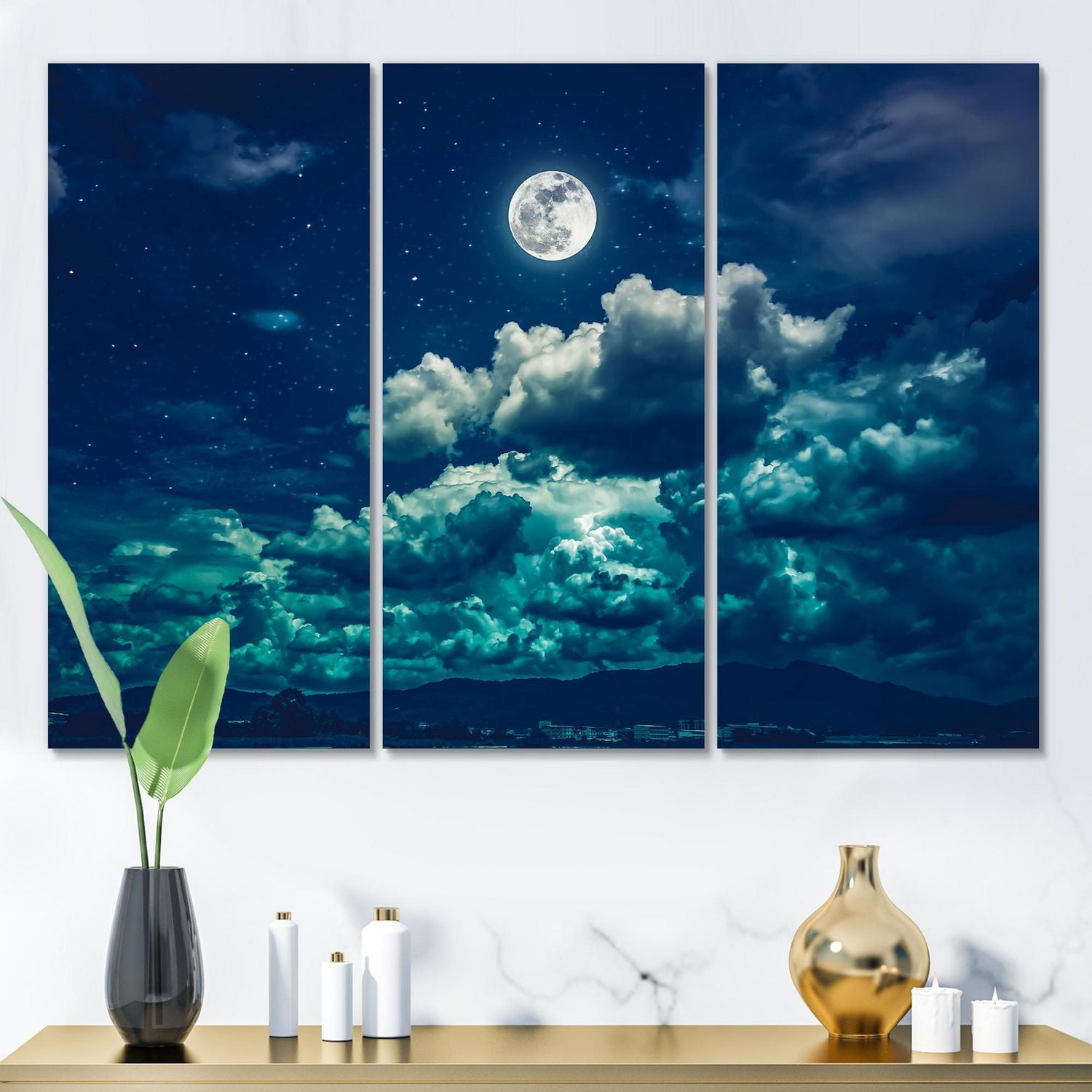 Click here for Designart Full Moon In Cloudy Night Sky Ii Canvas... prices