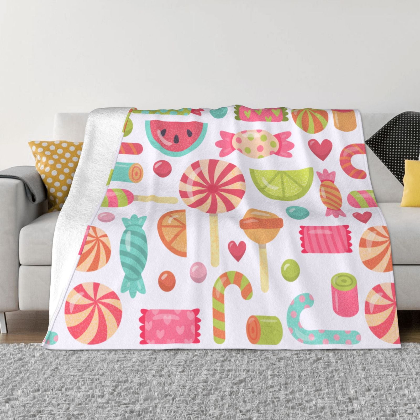 XMXT Throw Blanket, Childhood Cartoon Candy Machine Washable Blankets ...