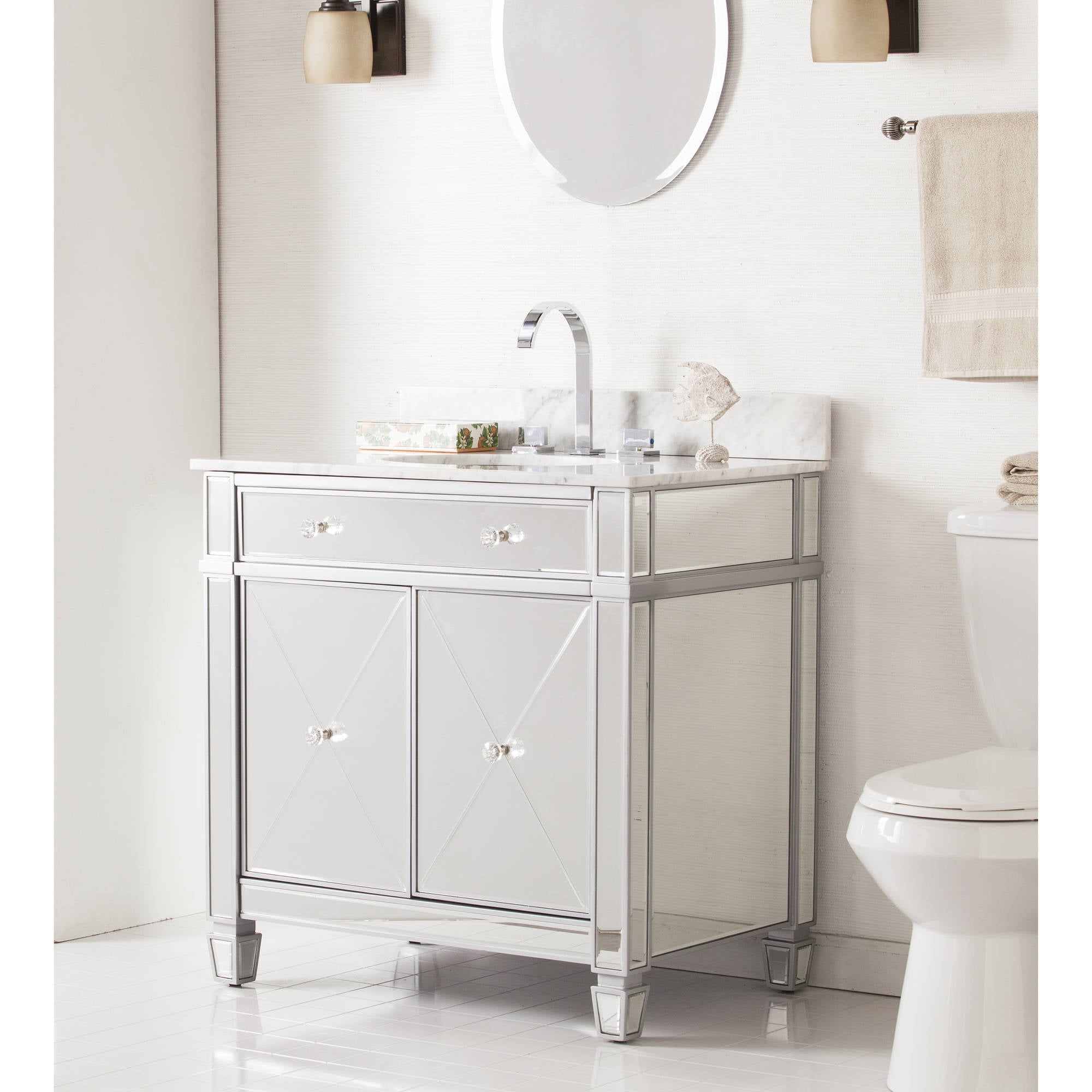 Southern Enterprises Illusions Single Sink Double-Door Bath Vanity ...