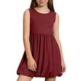 14-15 Years Kids Dresses Sleeveless Round Neck A-Line Sundress with ...