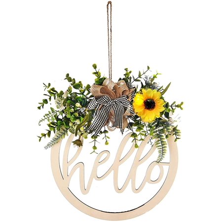 Front Door Sign,Welcome/Hello Sign Wreath,Door Hanger with Bow 12 Inch ...