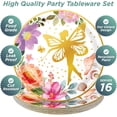 HOME & HOOPLA Fairy Party Supplies - Enchanted Floral Metallic Gold ...