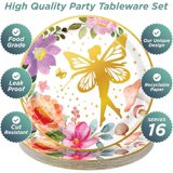 HOME & HOOPLA Fairy Party Supplies - Enchanted Floral Metallic Gold ...