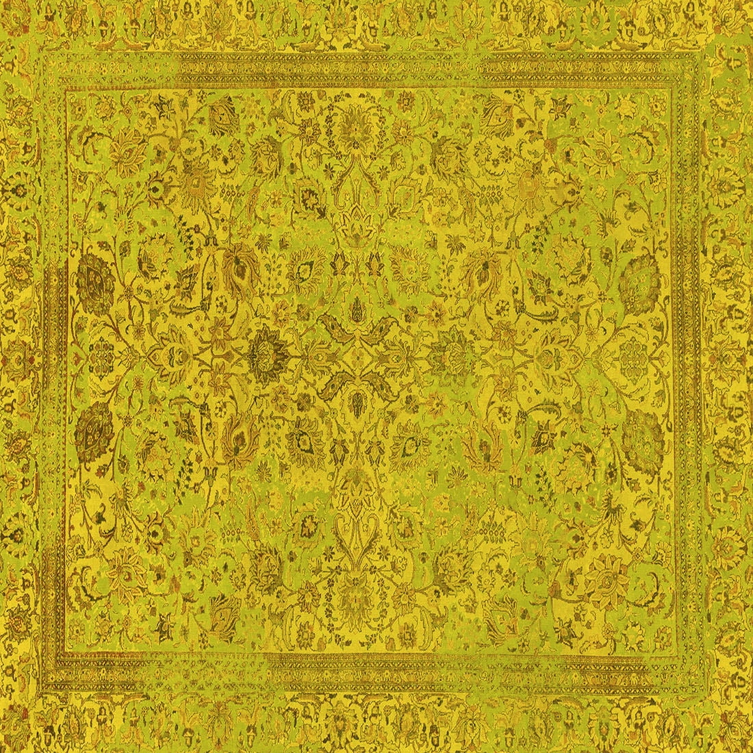 Ahgly Company Indoor Square Abstract Yellow Modern Area Rugs, 6' Square ...
