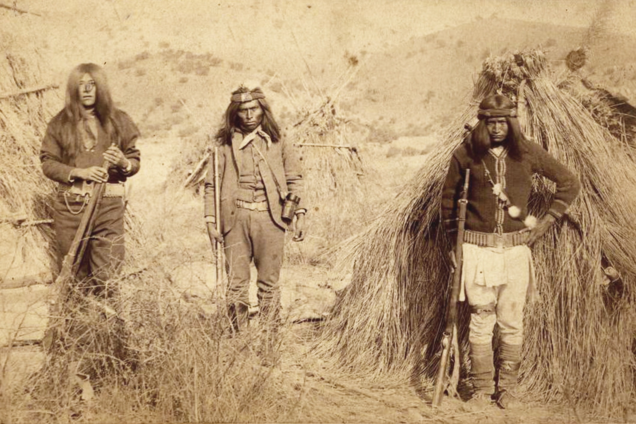 24x36 gallery poster, Apache warriors. In the center is Apache Kid (Haskay-bay-nay-ntayl ...