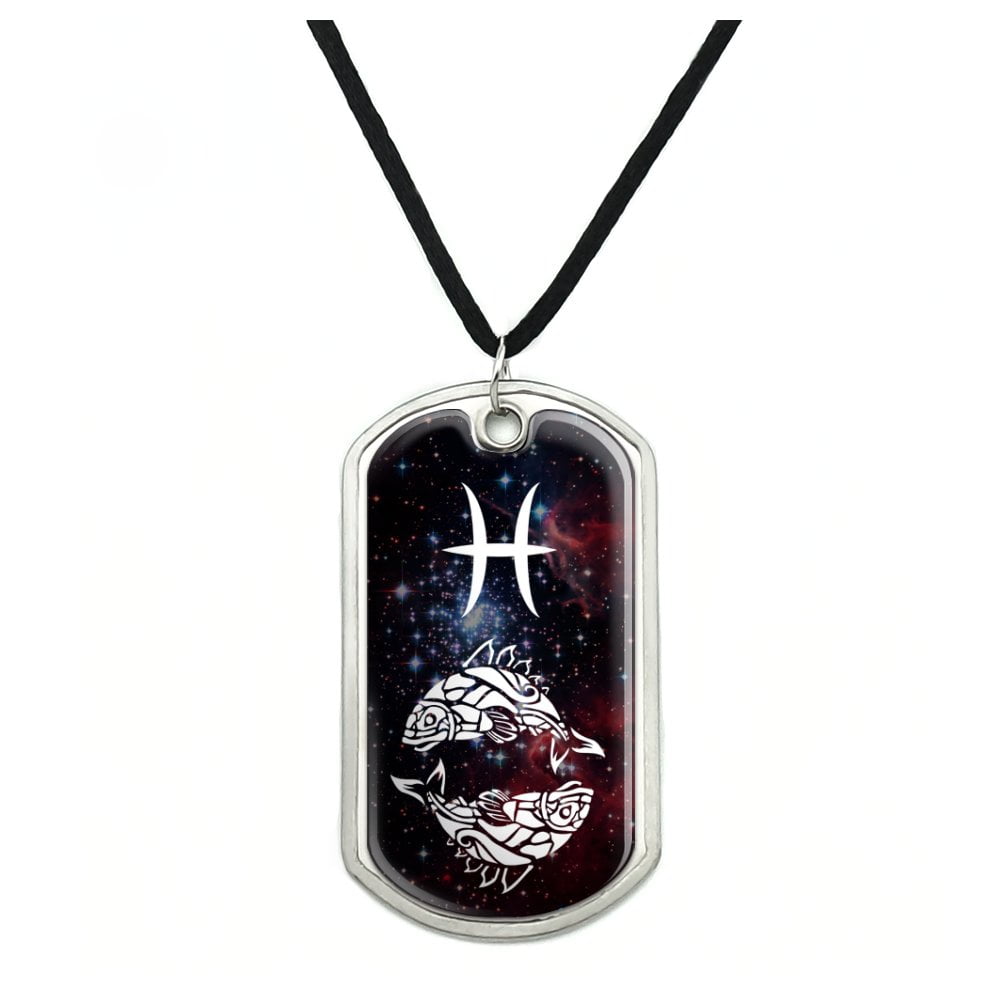 Pisces Fish Zodiac Sign Horoscope in Space Military Dog Tag Pendant ...