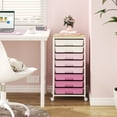 "KINGRACK Rolling Storage Cart with 8 Drawers, Wooden Tabletop, Pink ...