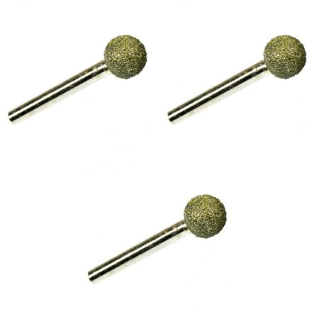 3 Pack Diamond Coated 10~14mm Dia. Spherical Head Mounted Points Round ...