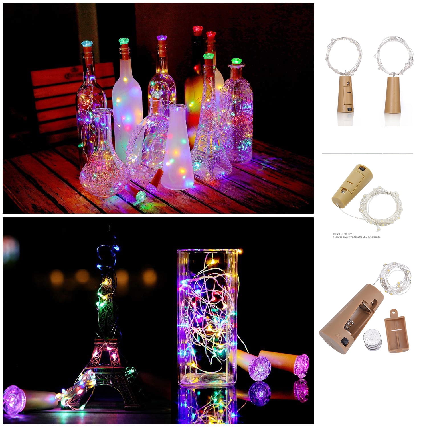 20 LED 6.7FT Fairy Cork String Craft Lights ，Wine Bottle Lights for ...