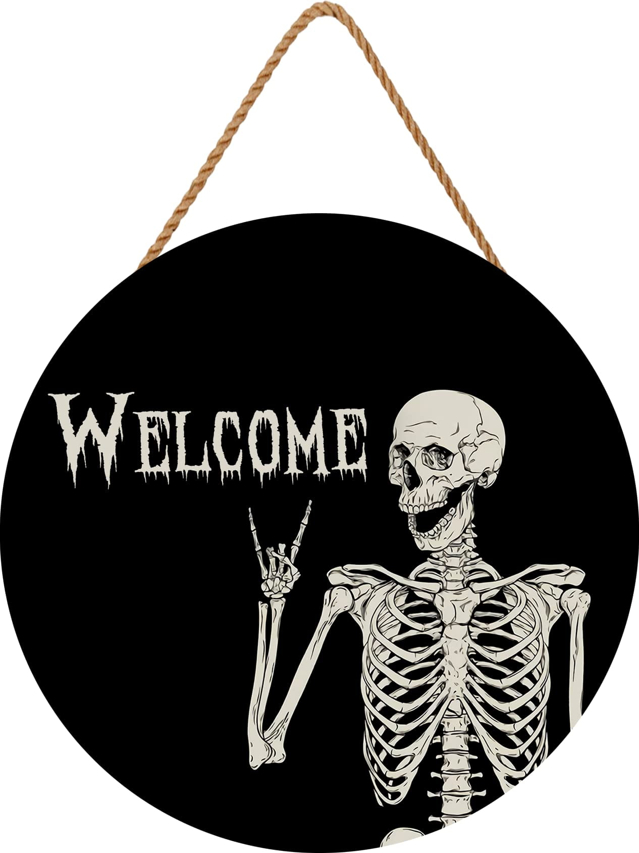 Halloween Skull Welcome Door Sign Halloween Front Door Hanger Decor ...