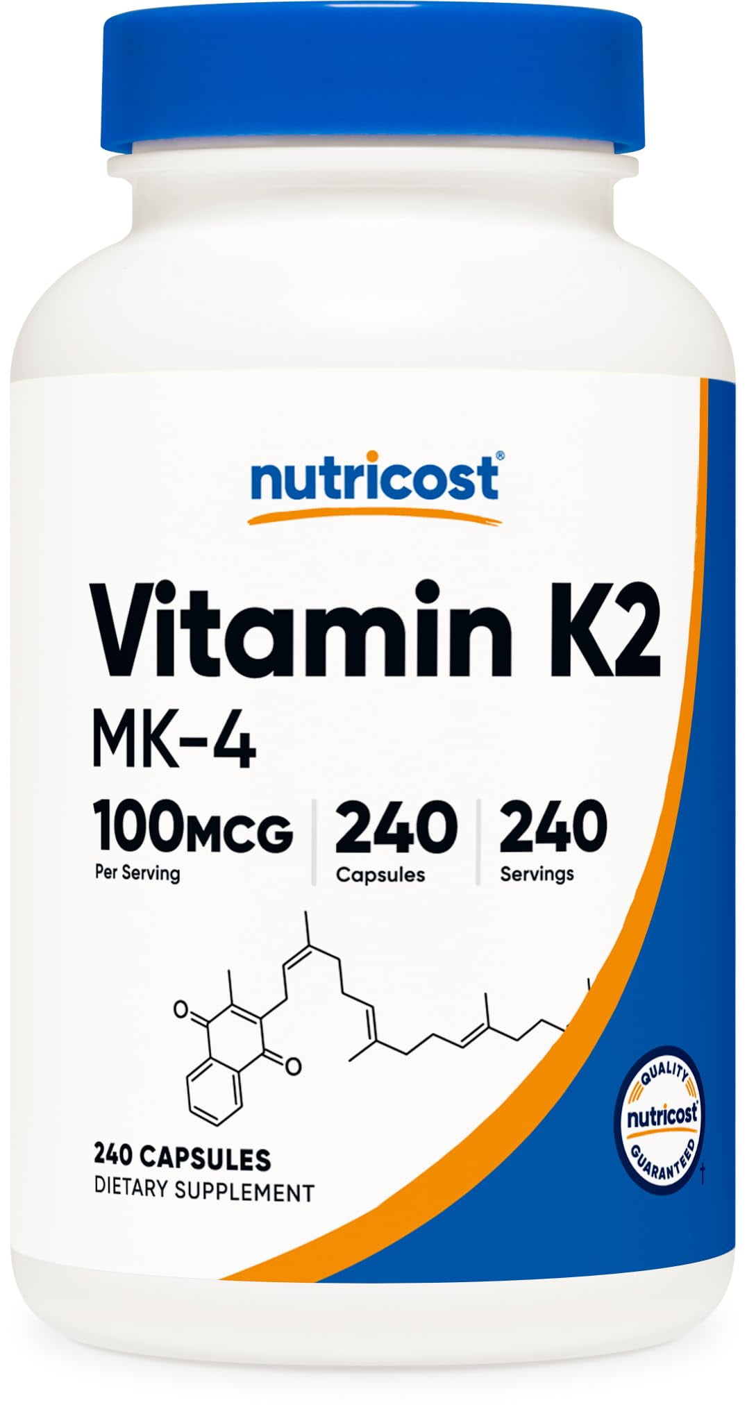 Suplemento Nutricost de vitamina K2 (MK4) 240 cápsulas 100 mcg | Bodega ...