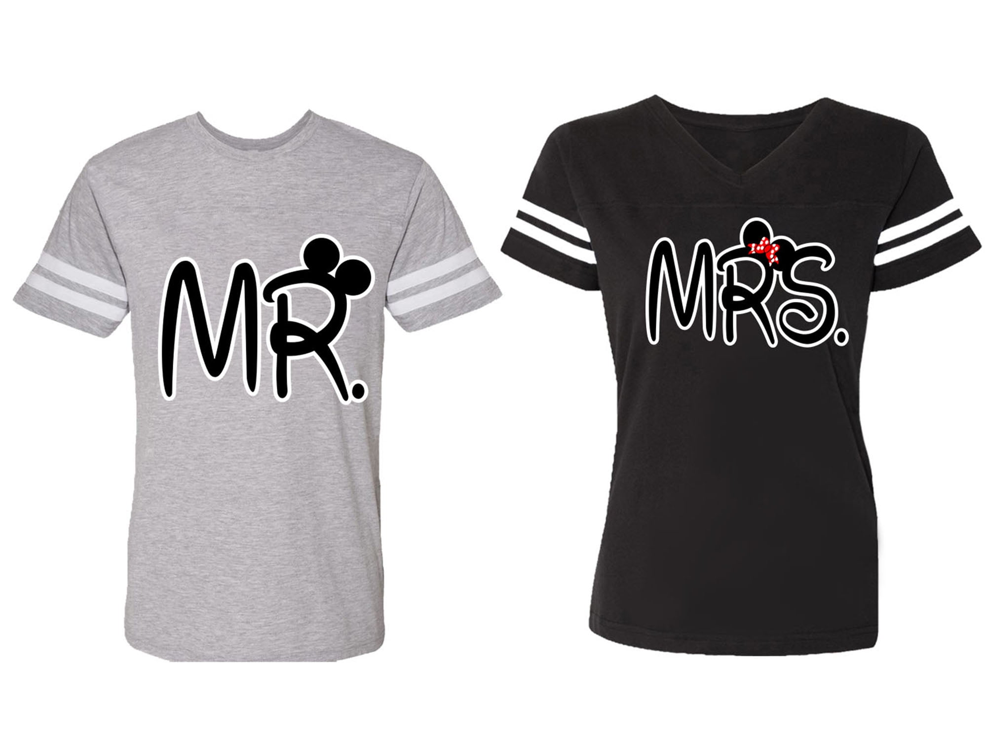 New Mr Mrs Matching Couple Cotton Jerseys (Men Heather / Women Black ...