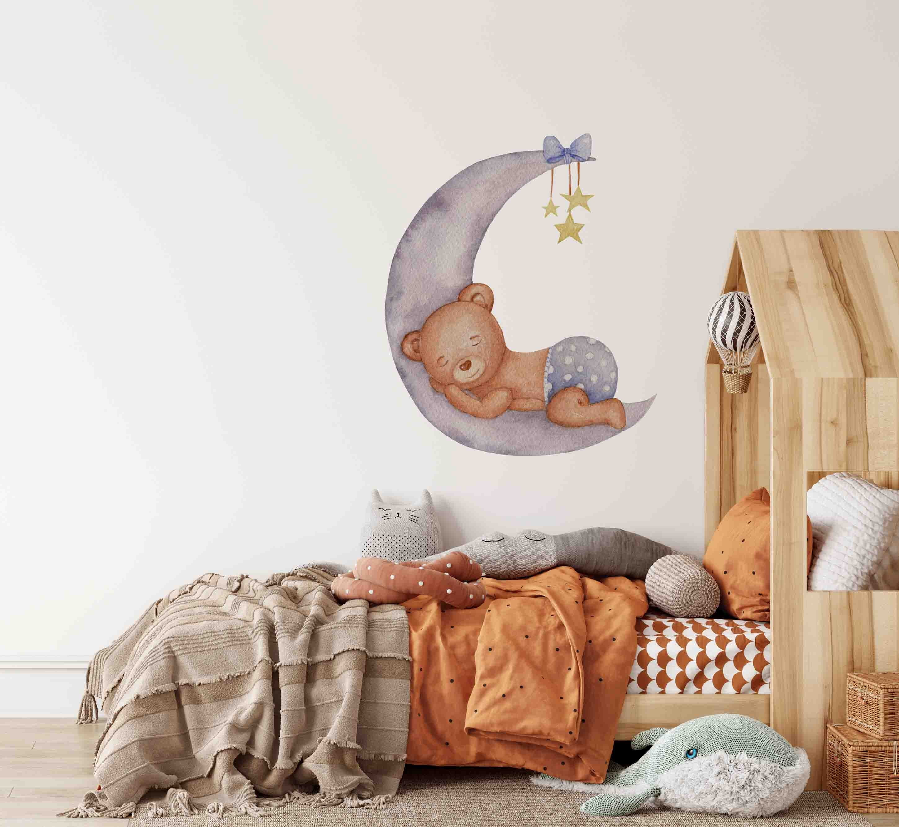 Sweet Bear Sleeping on Moon Decal - Walmart.com