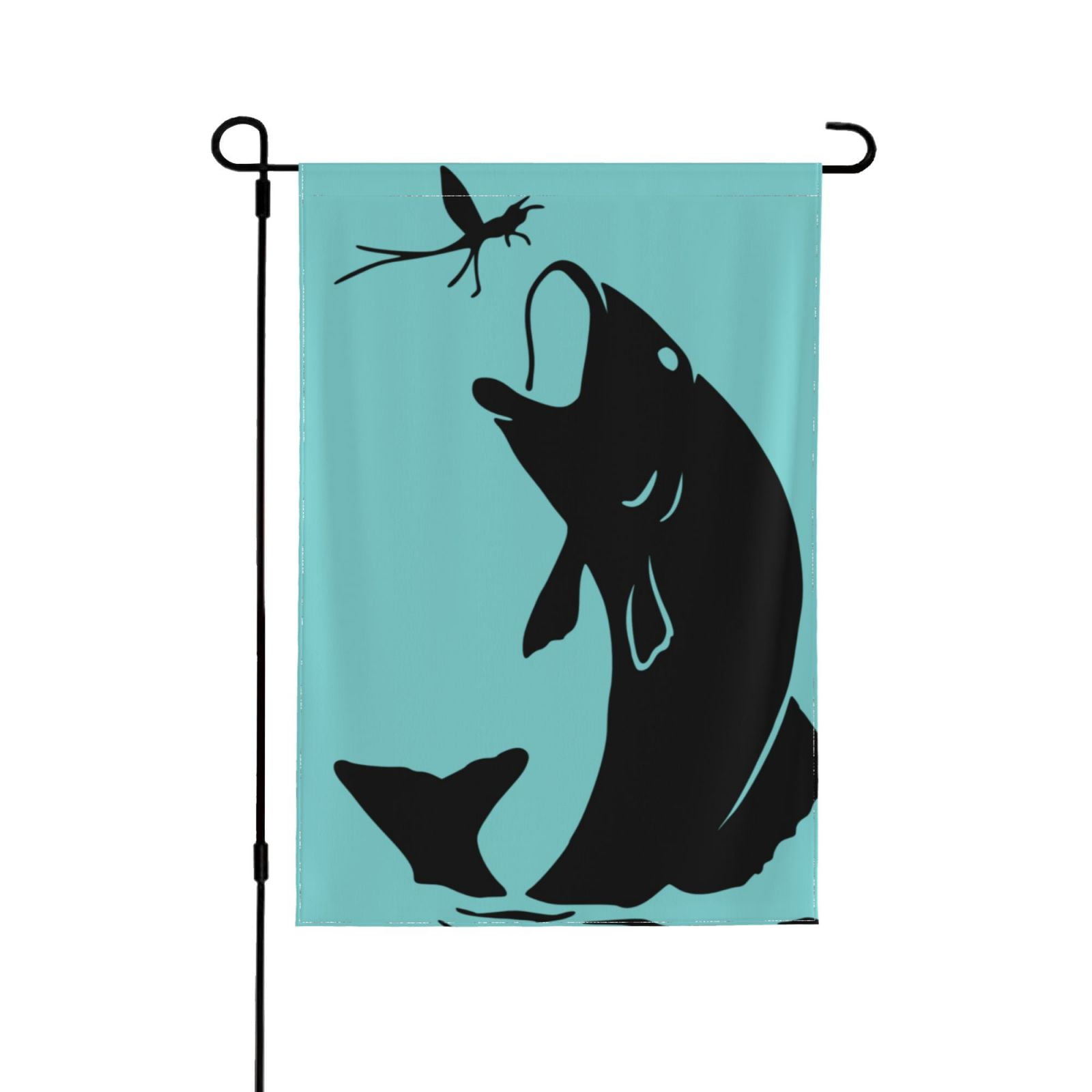 ZNDUO Fish Eating Bugs Silhouette Pattern Garden Flag, 12.5"x18" Double ...